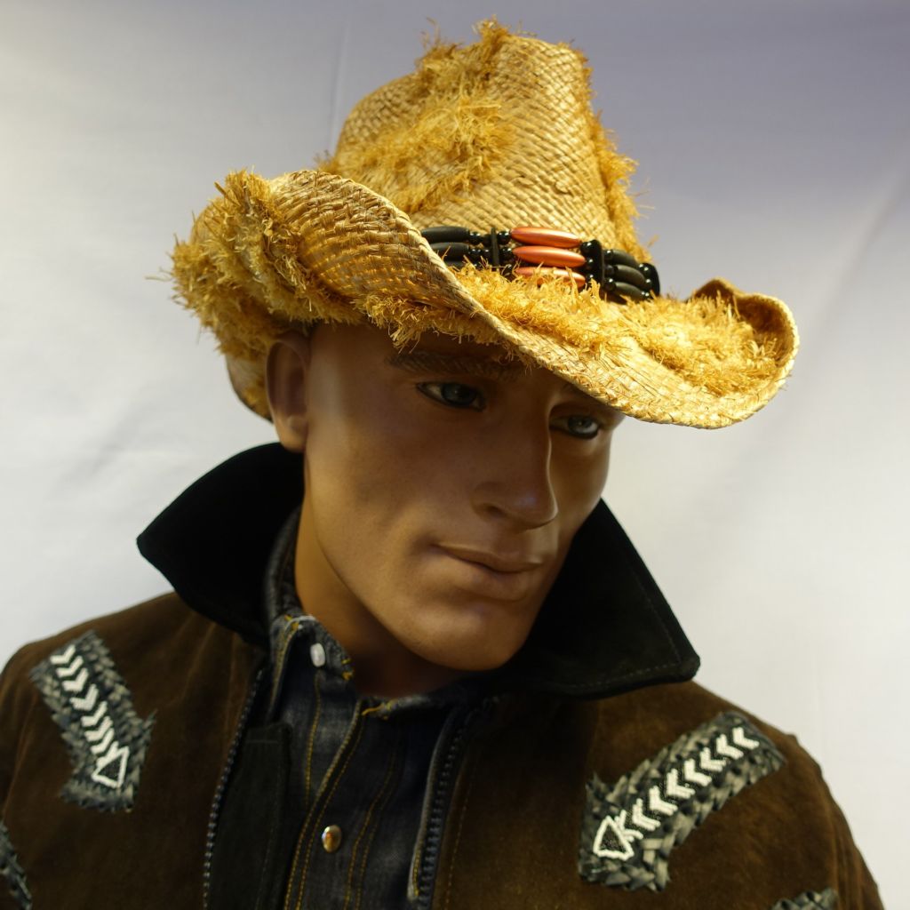 Raffia patchy distressed straw hat » Convoy Mail